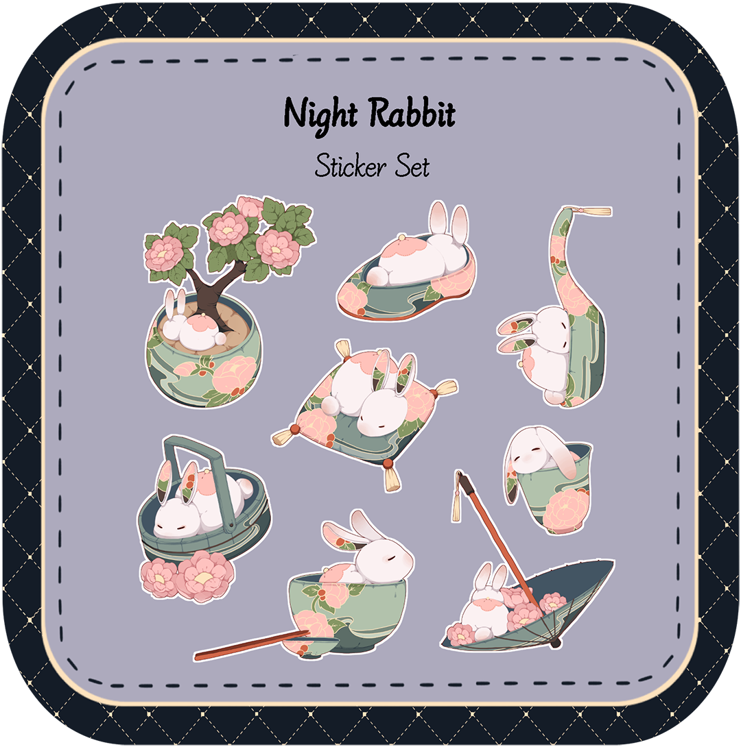 Night Rabbit Sticker Set – chub.my