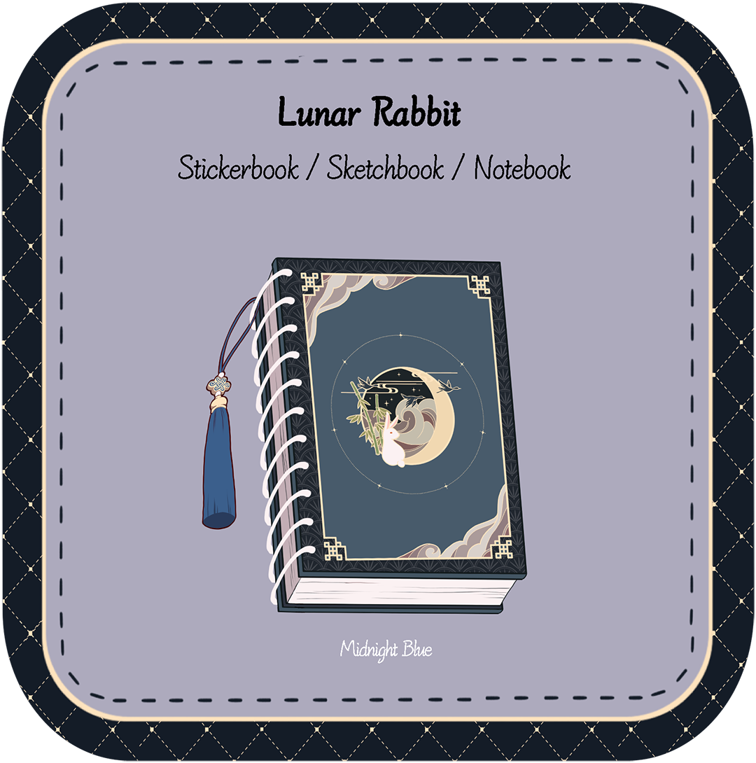 Lunar Rabbit A5 Midnight Blue Stickerbook | Sketchbook – chub.my