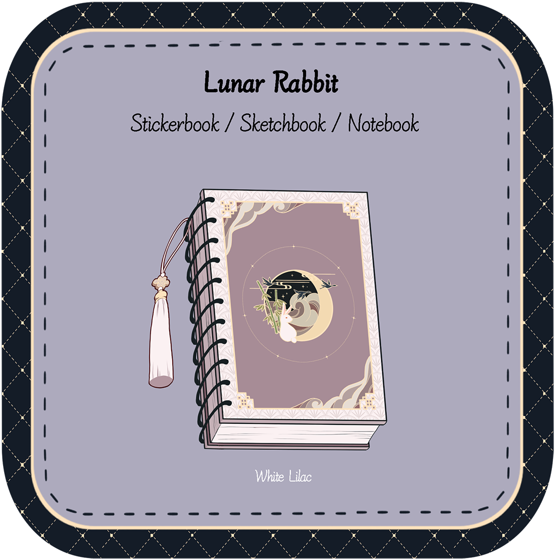 Lunar Rabbit A5 White Lilac Stickerbook | Sketchbook – chub.my
