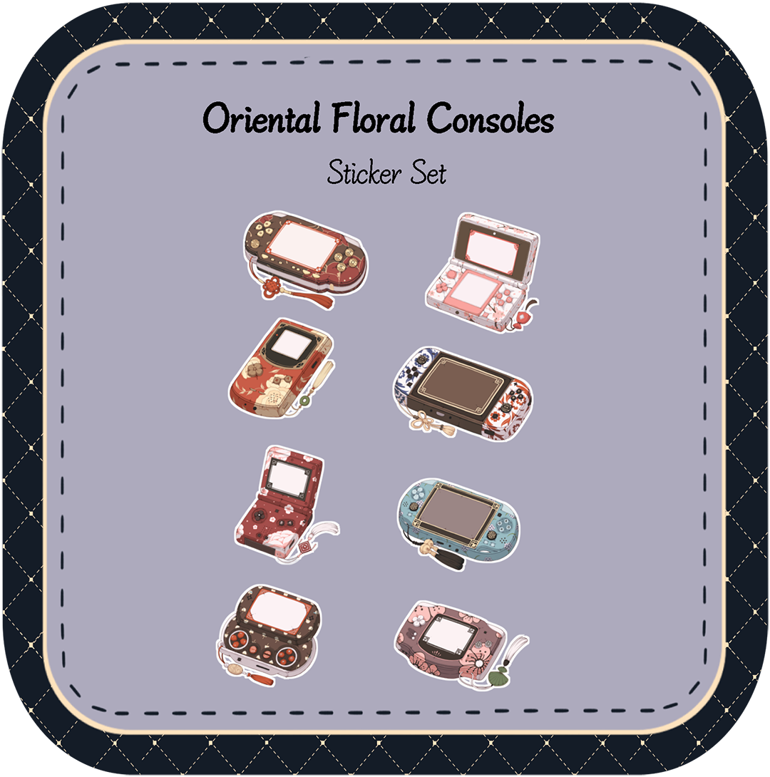 Oriental Floral Console Sticker Set – chub.my