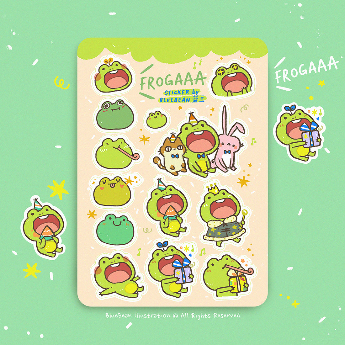 BlueBean Frogaaa Sticker Sheet – chub.my