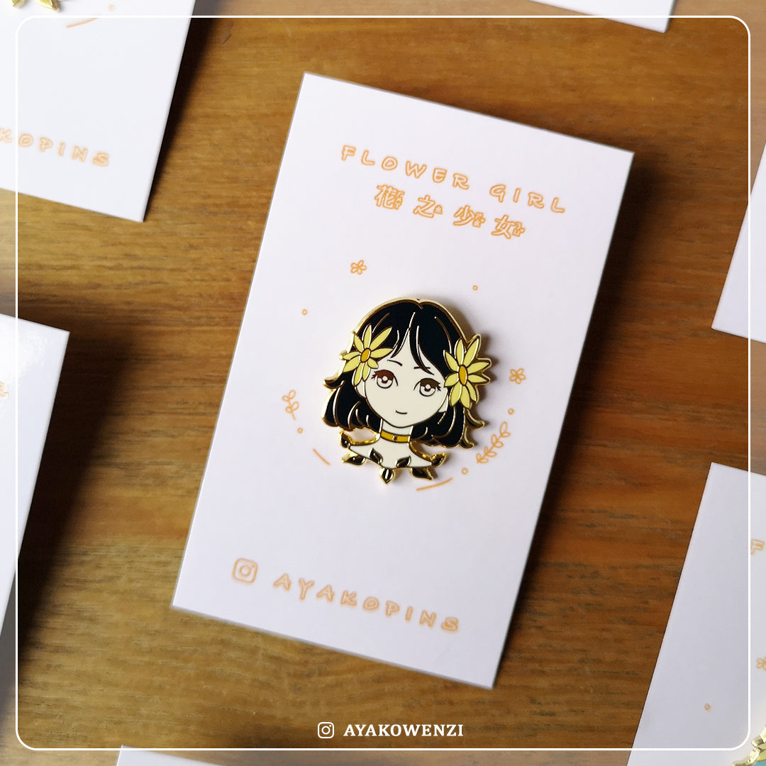 Sunflower Girl Enamel Pin – chub.my