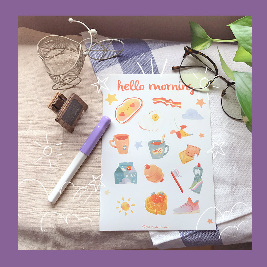 Parasoljaune Hello Morning stickers sheet – chub.my