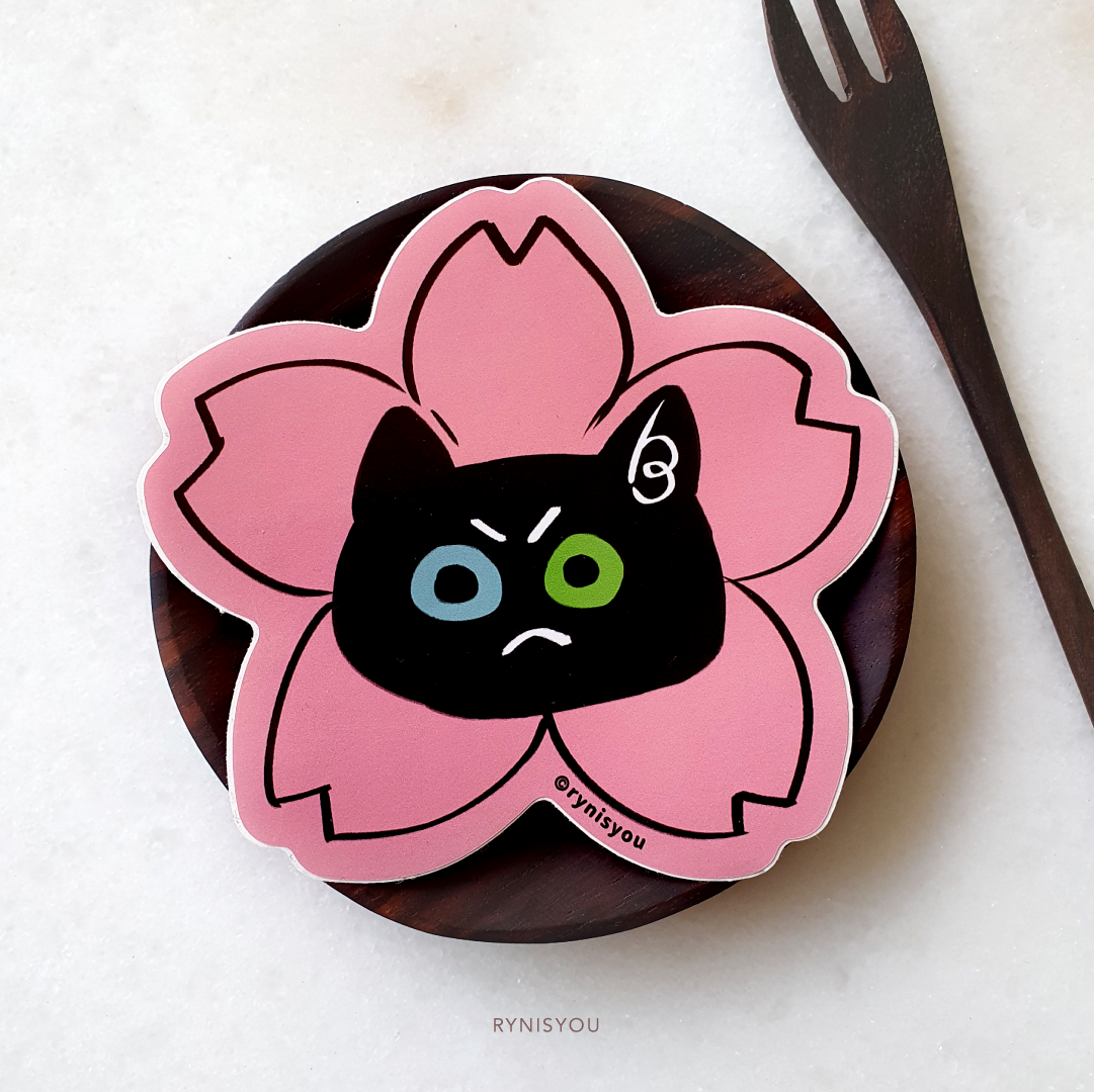 Sakura Cat Waterproof Vinyl Sticker – chub.my