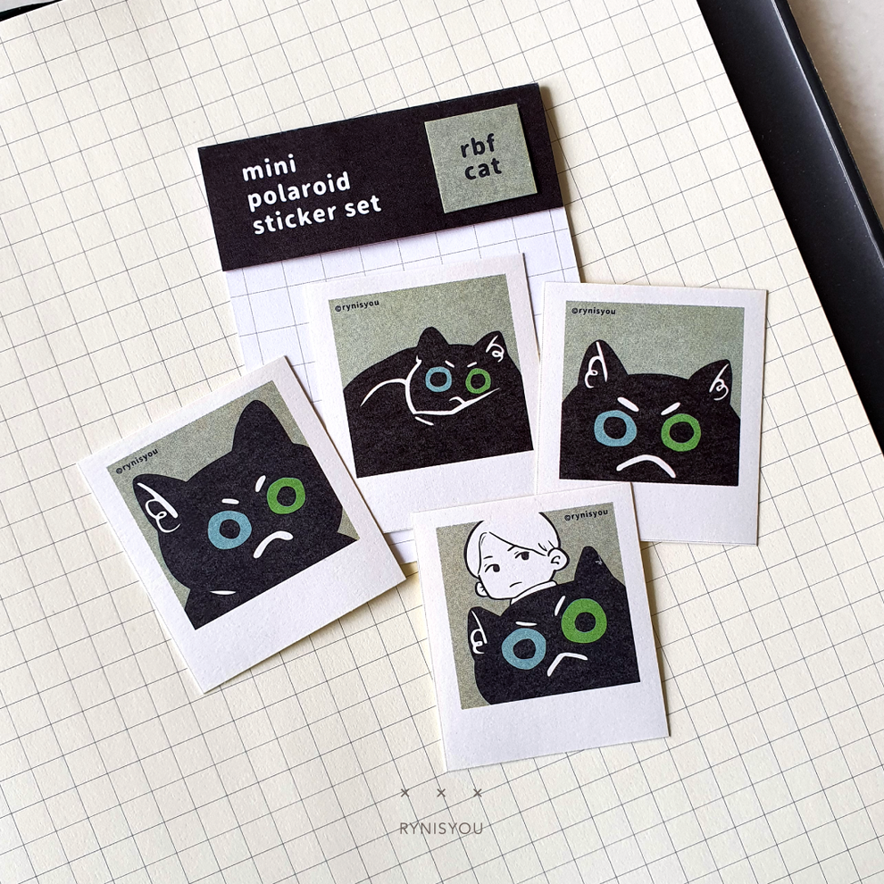 RBF cat mini Polaroid Sticker Set – chub.my
