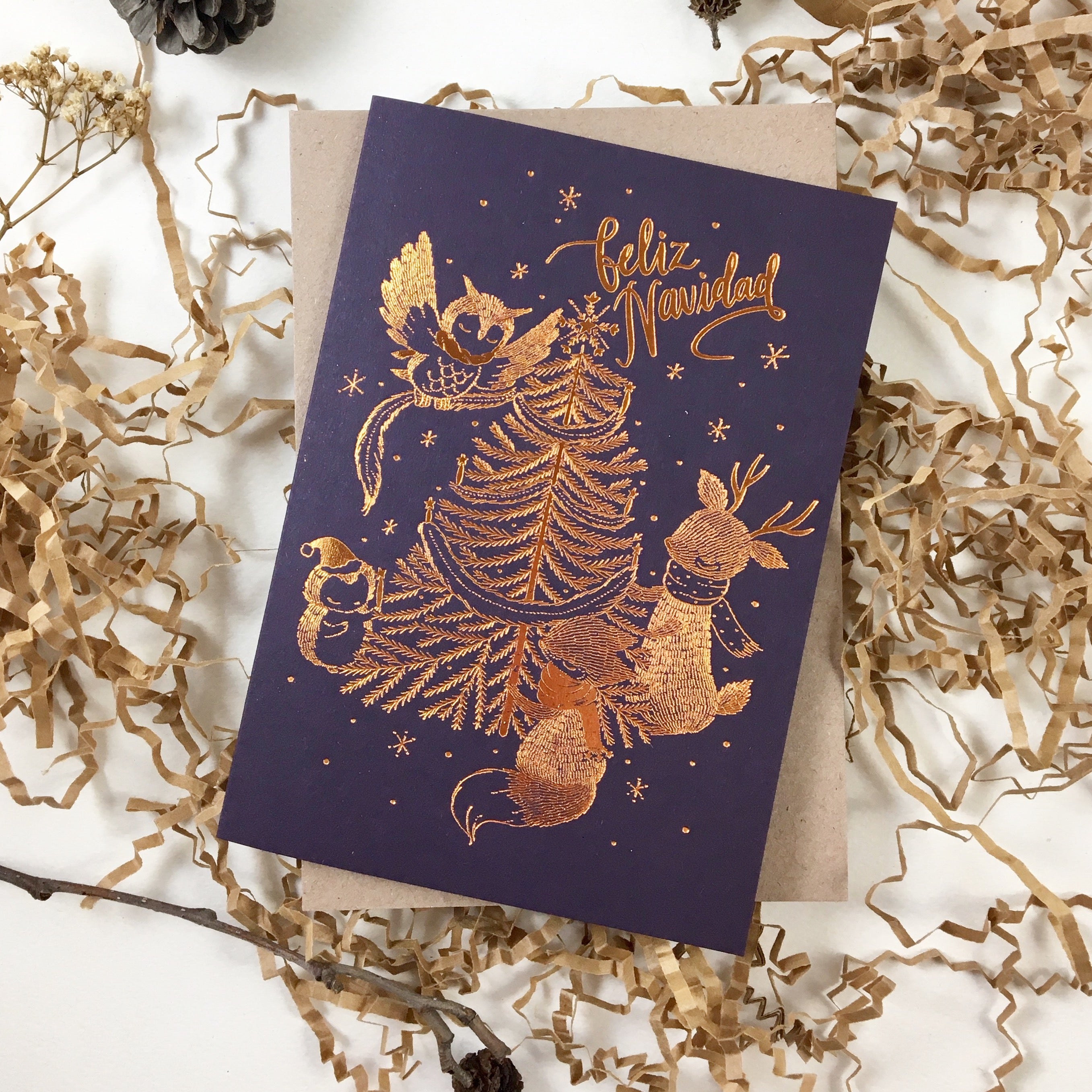 Christmas Card - Furry Navidad - Copper Foil Greeting Card – chub.my