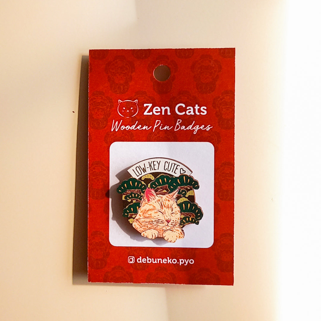 Zen Cats Wooden Pin – Low Key Cute – chub.my