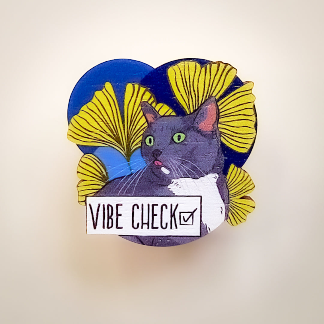 Zen Cats Wooden Pin – Vibe Check – chub.my