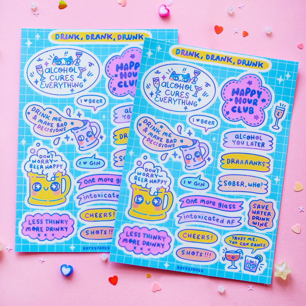 Drink Drank Drunk Sticker Sheet – chub.my