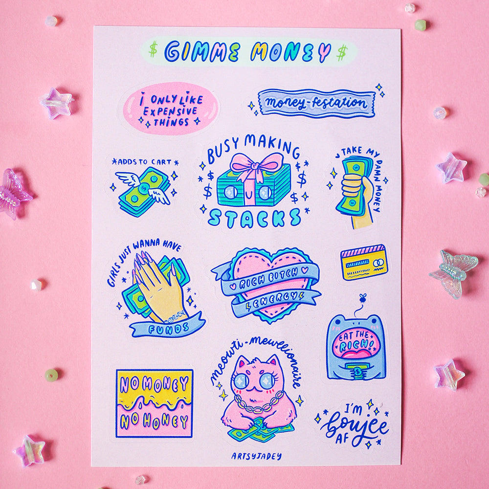 Gimme Money Sticker Sheet – chub.my