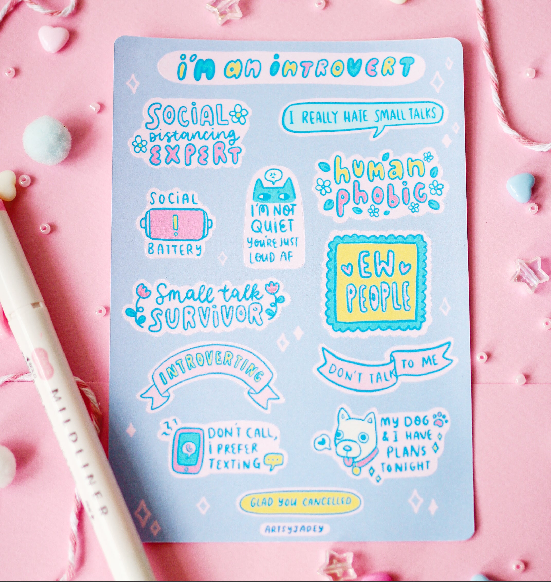 I'm An Introvert Sticker Sheet – chub.my