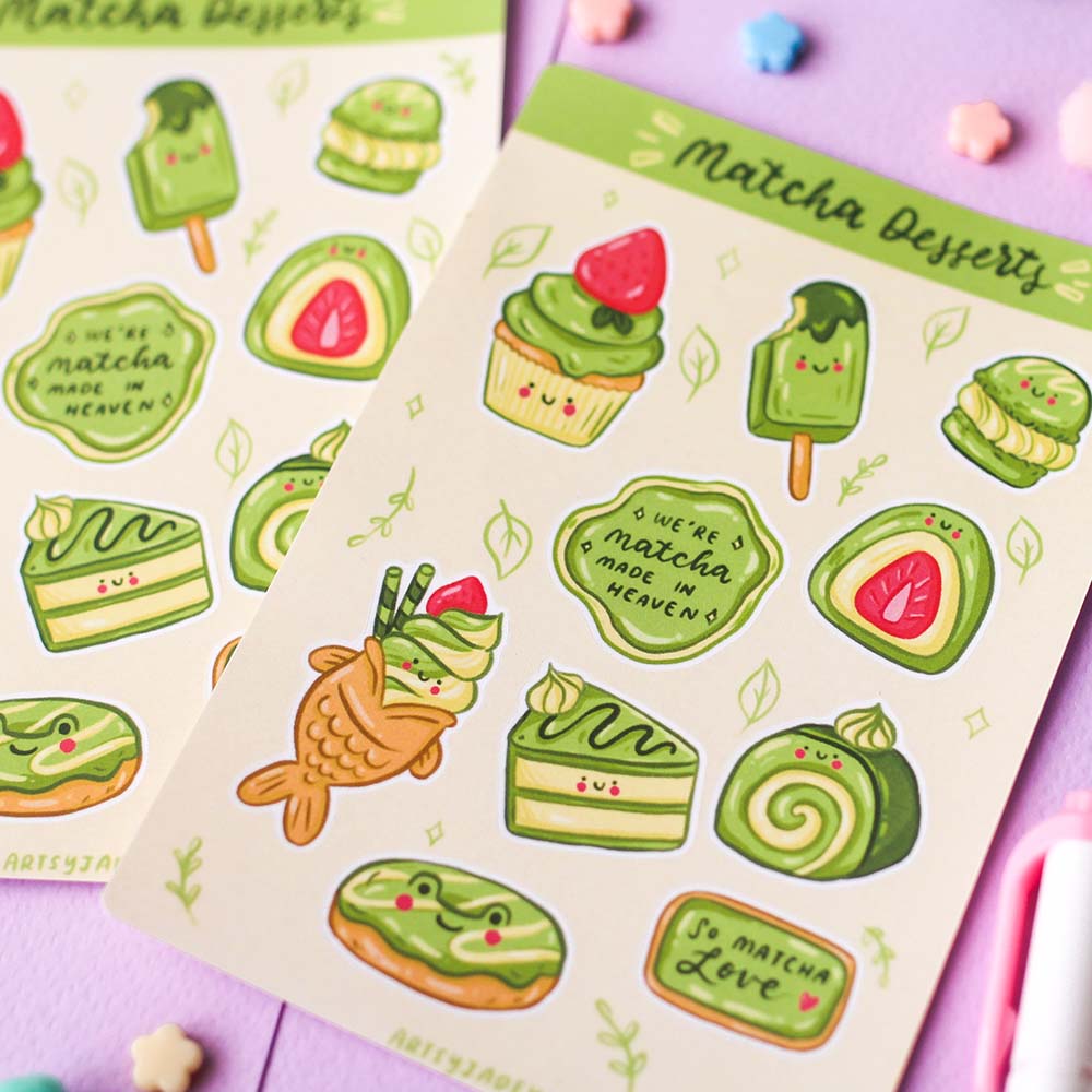 Matcha Desserts Sticker Sheet – chub.my