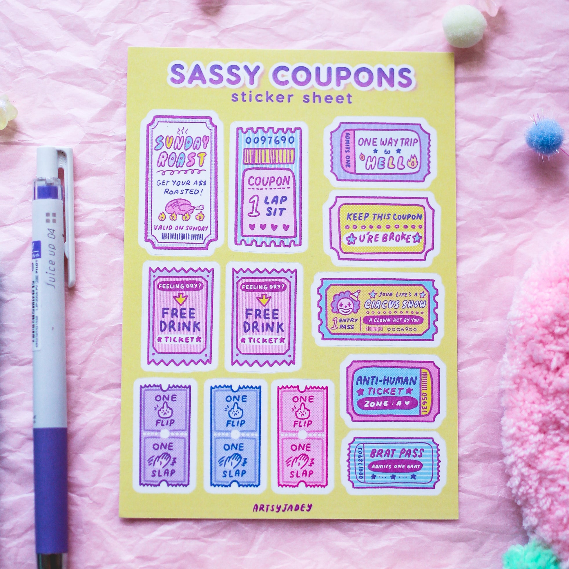 Sassy Coupons Sticker Sheet – chub.my