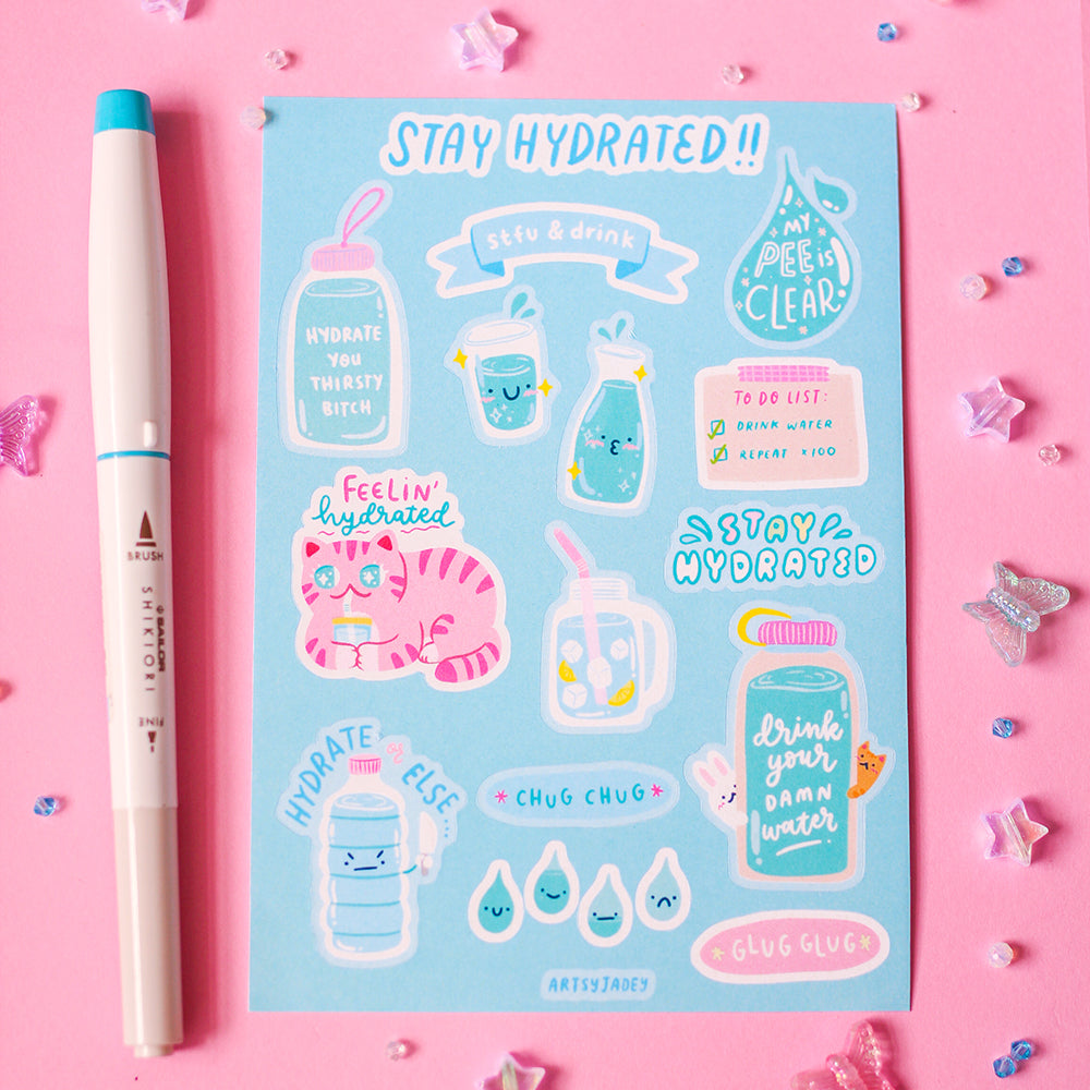Stay Hydrated Sticker Sheet – chub.my