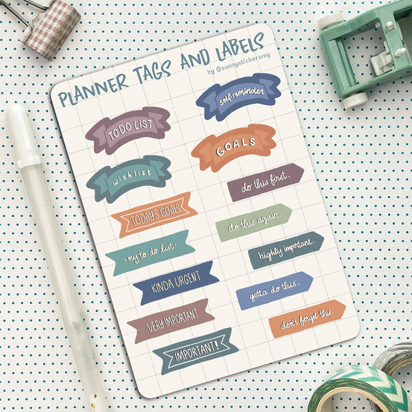 Planner Tags and Labels Sticker Sheet – chub.my